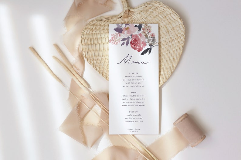 Printable Menu Template Instant Download Modern Watercolor - Etsy