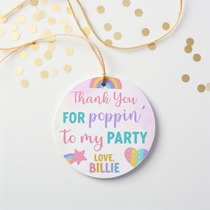 Printable Thank You Tag, Editable Pop It Fidget Toy Rainbow Pastel Pink ...