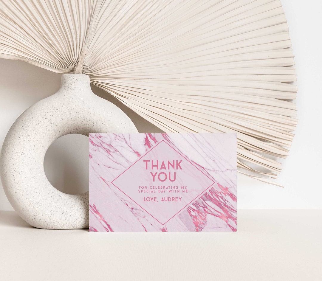 Marble Thank You Card INSTANT DOWNLOAD Personalised Thank You Note ...