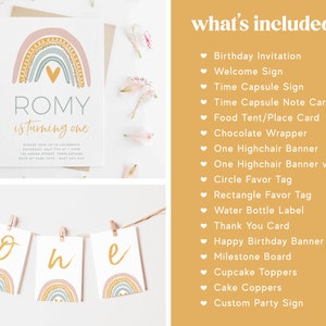 Rainbow Birthday Invitation Bundle Rainbow First Birthday Invitation ...