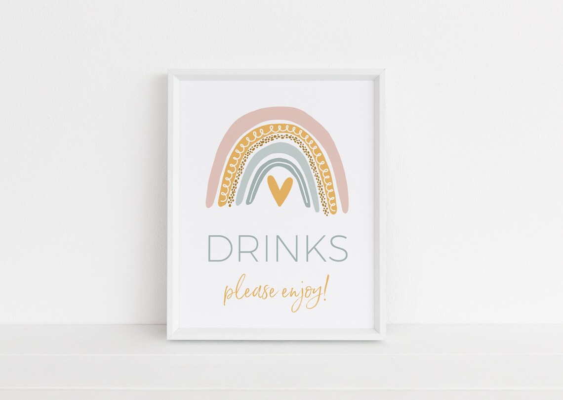 Rainbow Drinks Table Sign INSTANT DOWNLOAD Printable Table - Etsy