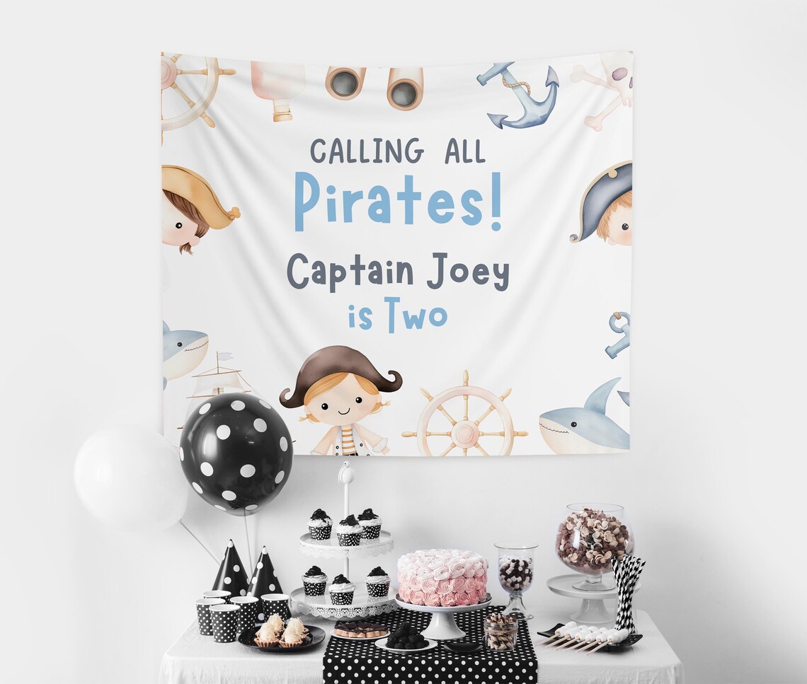 Pirate Backdrop Banner, Editable Template Printable Instant Download ...
