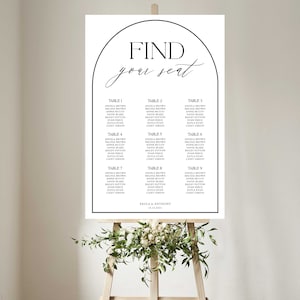 Editable Seating Chart Poster Template - Modern Minimalist Arch Design ...