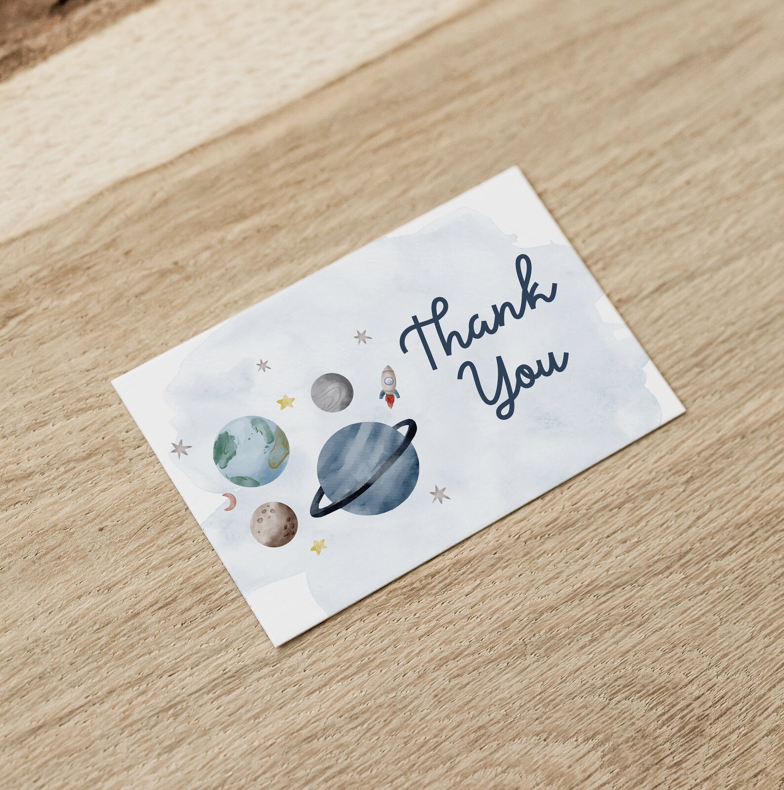 Editable Space Birthday Thank You Card Astronaut Planets to the Moon ...
