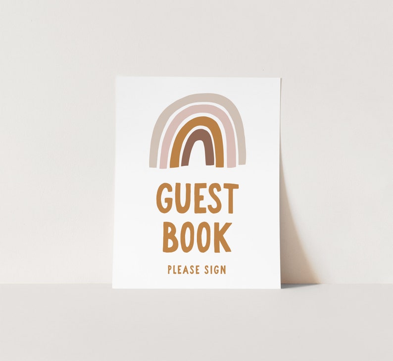 Boho Rainbow Guest Book Sign INSTANT DOWNLOAD Printable Party Guests ...