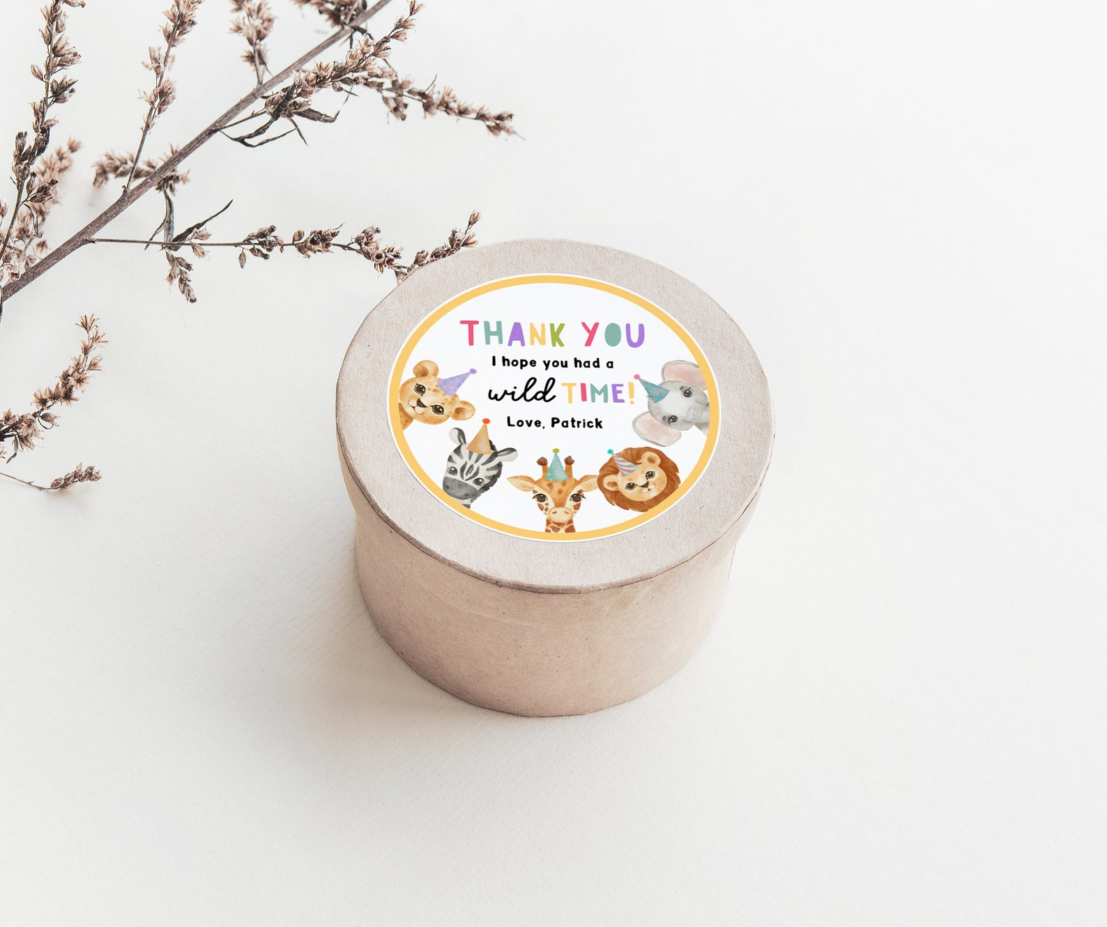 Editable Party Animals Favor Tags, Girl or Boy Wild One Safari Animals ...