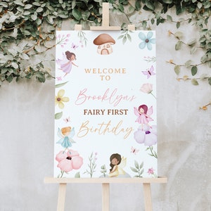 Editable Fairy Birthday Welcome Sign, Printable Yard Sign Template ...