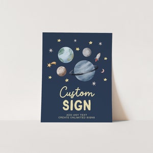 Editable Space Birthday Party Sign Astronaut Galaxy Planet Outer Space ...