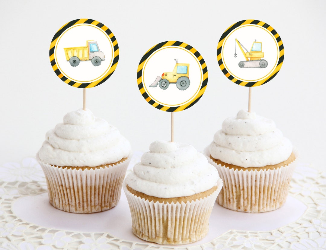 Construction Themed Cupcake Toppers Editable Template, Printable ...