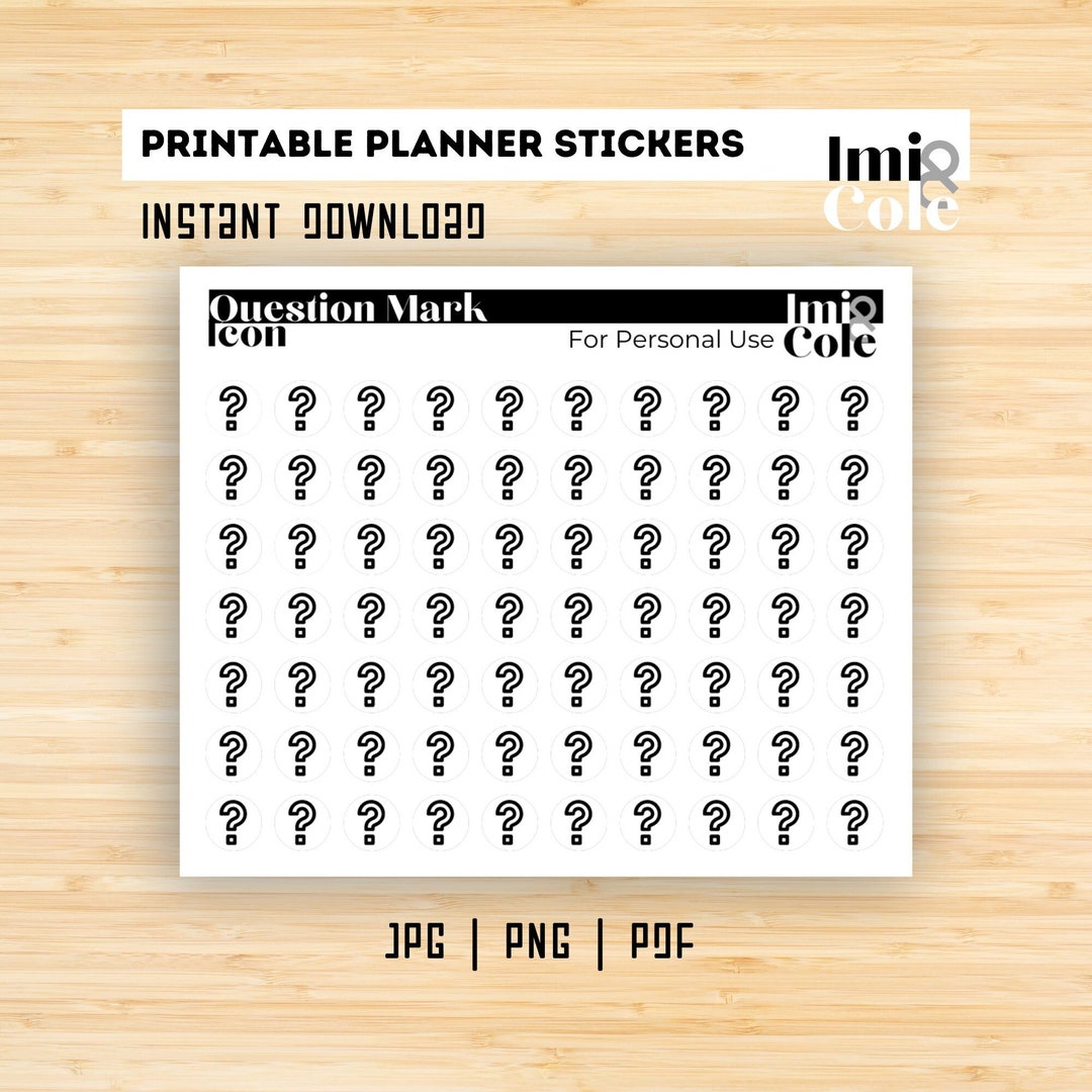 Printable Stickers | QUESTION MARK Icons Mini + Script - Etsy