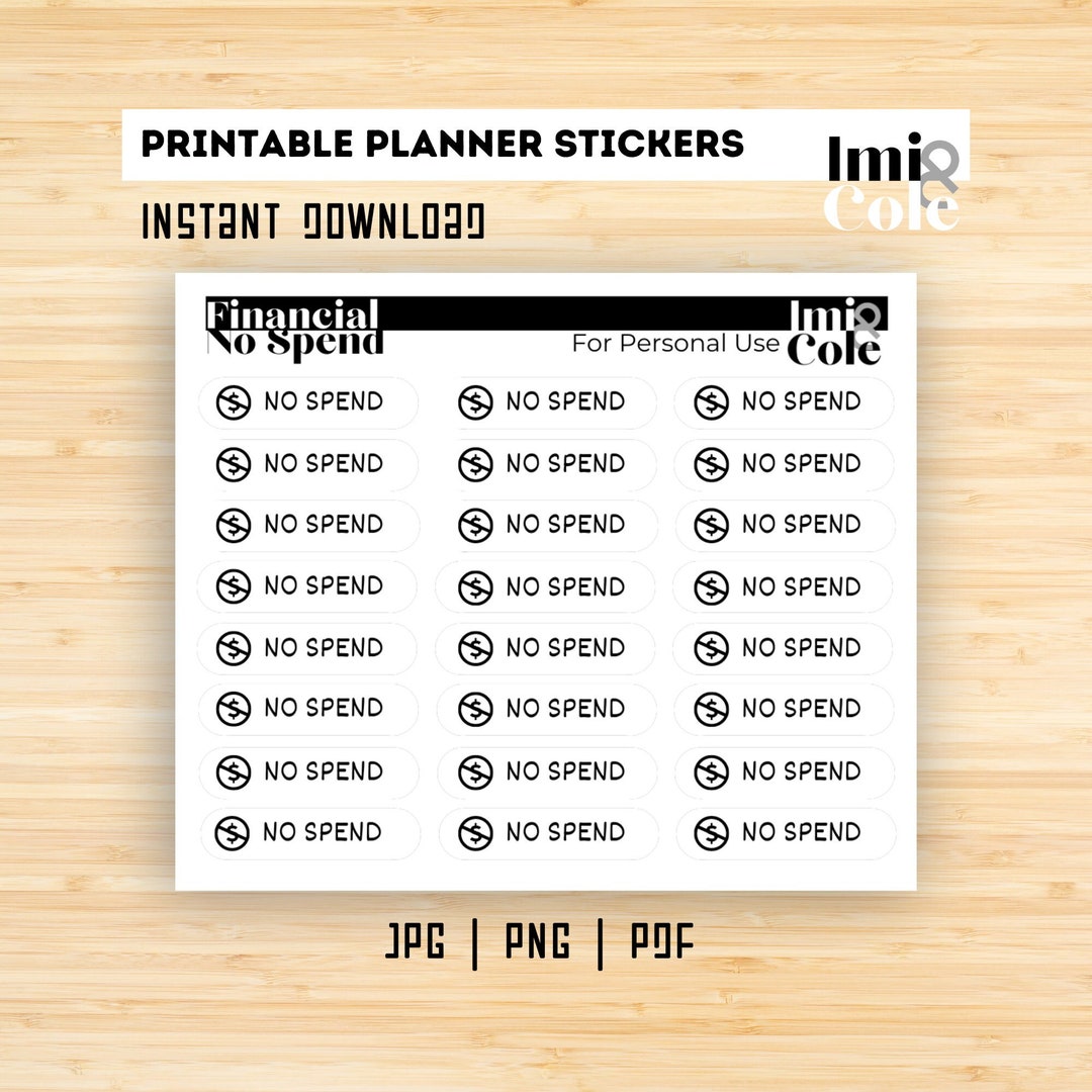 Printable Stickers | NO SPEND Mini Icon + Script - Etsy