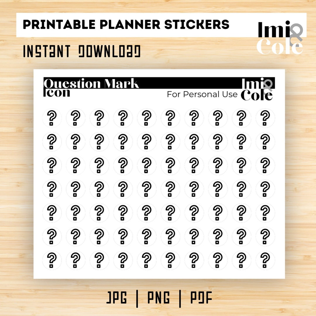 Printable Stickers QUESTION MARK Icons Mini Script - Etsy