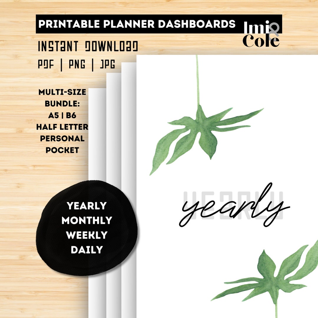 Printable Dashboard Set | Planner Sections | Plant Vibes 1 - Etsy