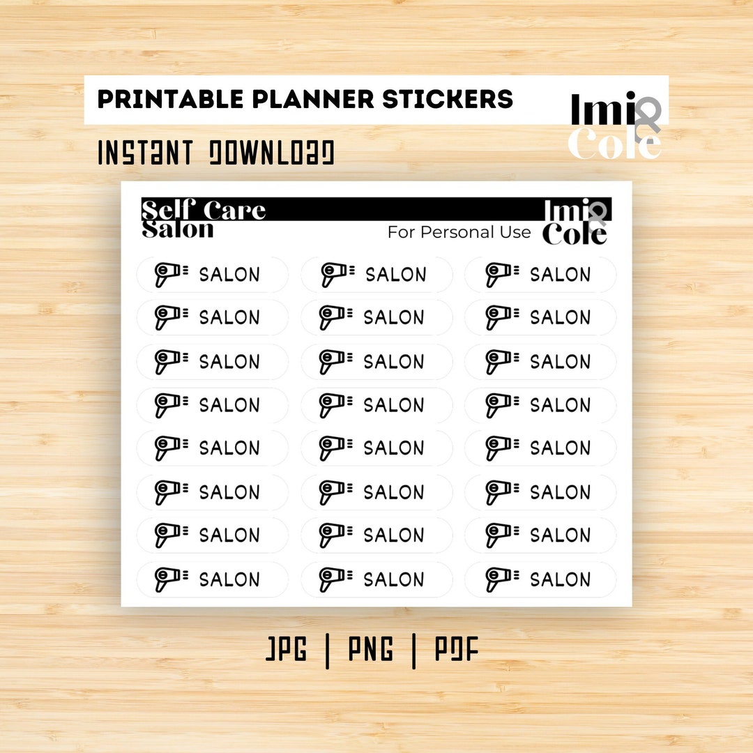 Printable Stickers | SALON Mini Icon + Script - Etsy