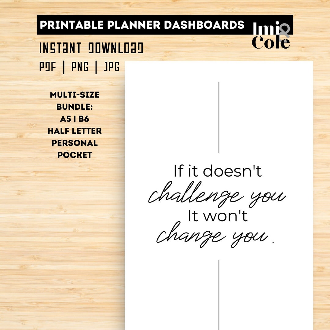 Printable Dashboard | Challenge & Change | Half Letter - Etsy