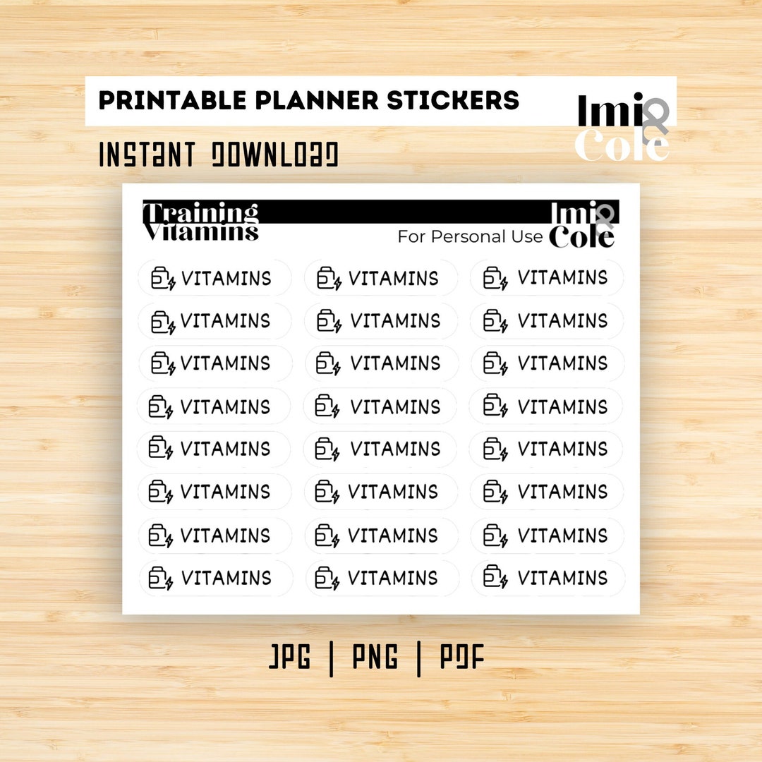 Printable Stickers | VITAMINS Mini Icon + Scripts - Etsy