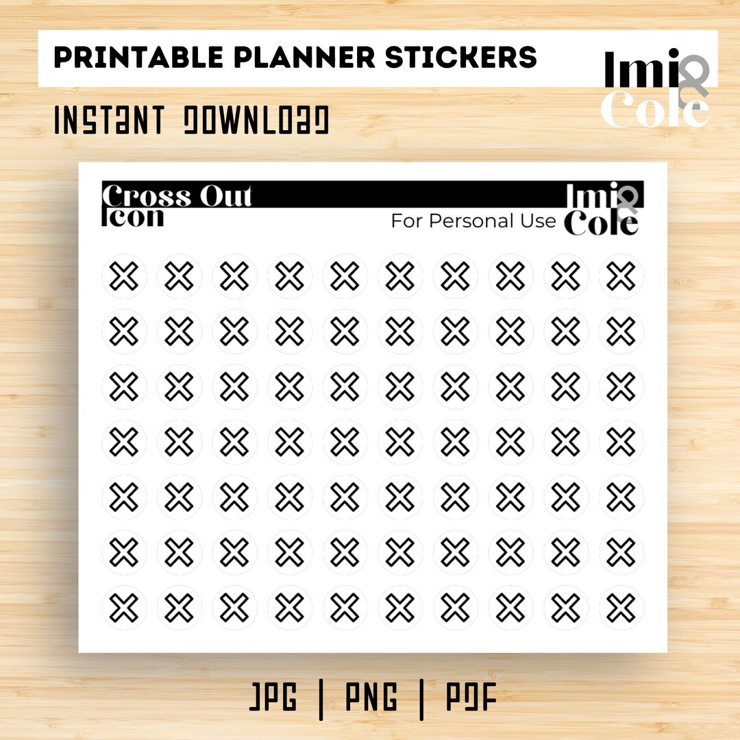 Printable Stickers CROSS OUT Mini Icons - Etsy