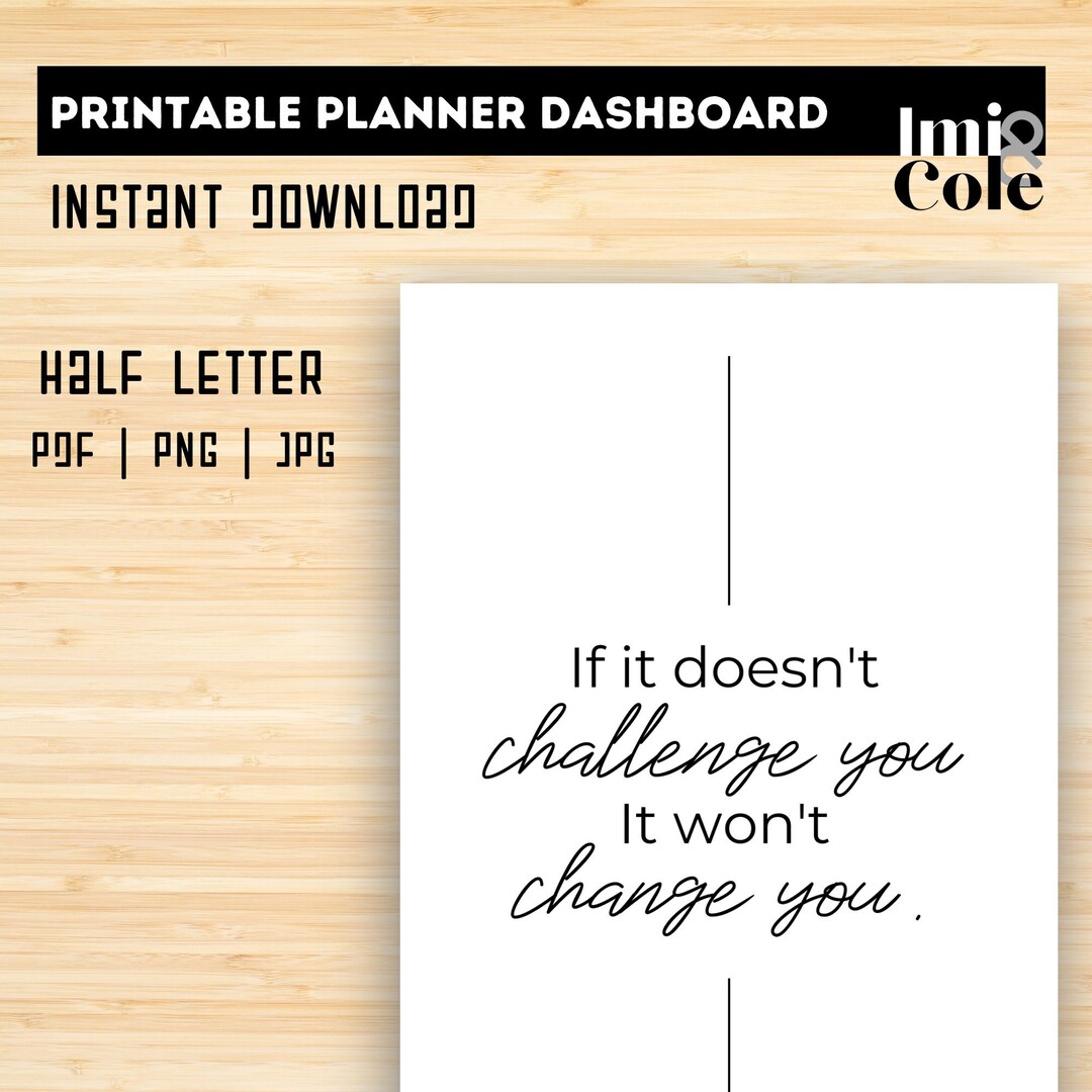Printable Dashboard Challenge & Change Half Letter - Etsy