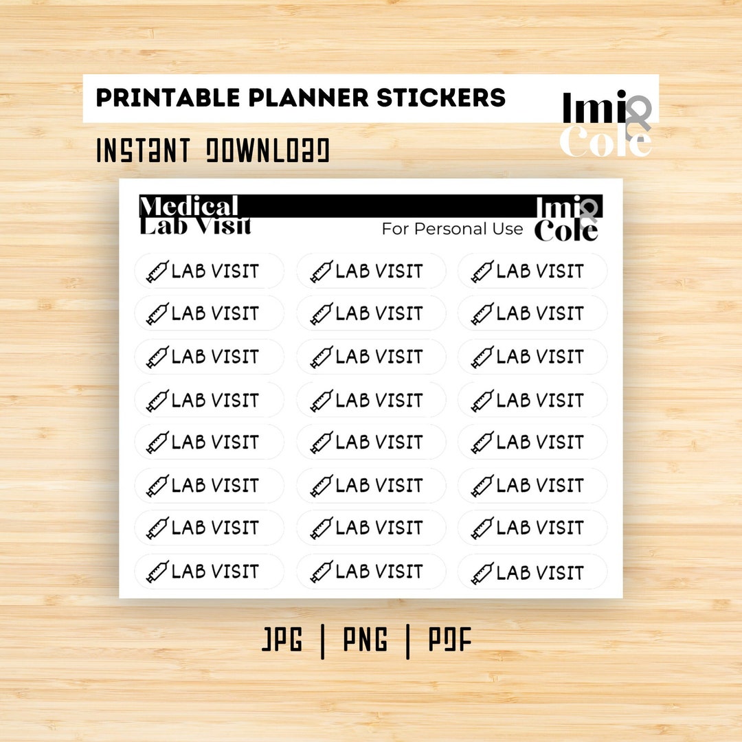 Printable Stickers | LAB VISIT Mini Icon + Script - Etsy
