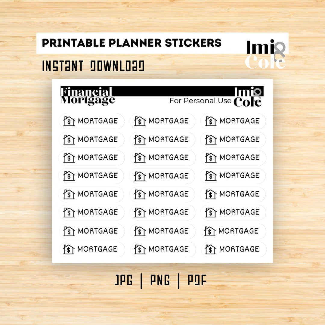 Printable Stickers | MORTGAGE PAYMENT Mini Icon + Script - Etsy