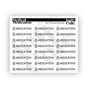 Printable Stickers MEDICATION Mini Icon Script - Etsy