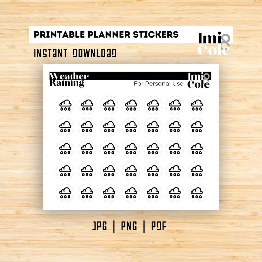 Printable Stickers | RAINING Mini Icons - Etsy