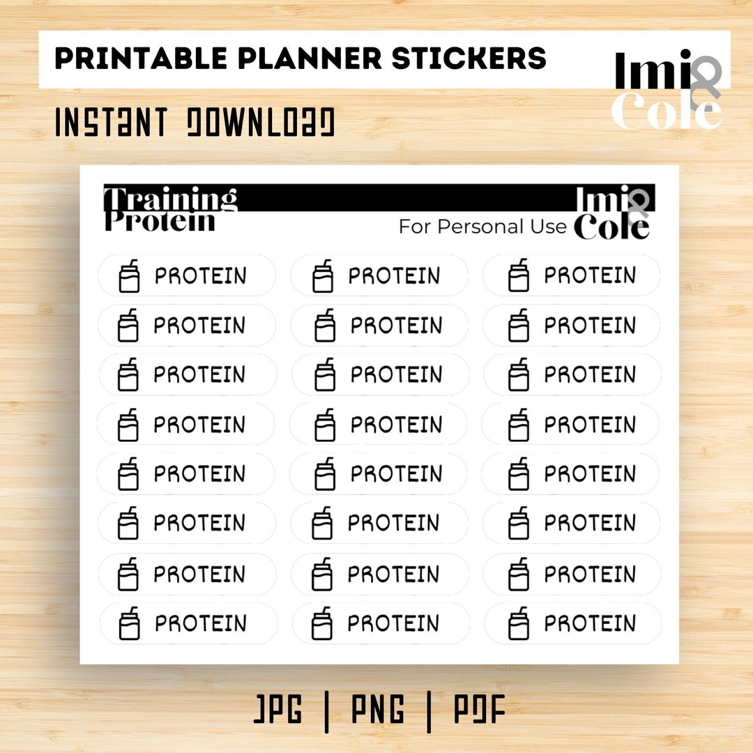 Printable Stickers PROTEIN Mini Icon Script - Etsy