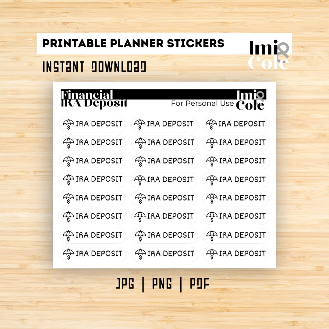 Printable Stickers | IRA DEPOSIT Mini Icon + Script - Etsy