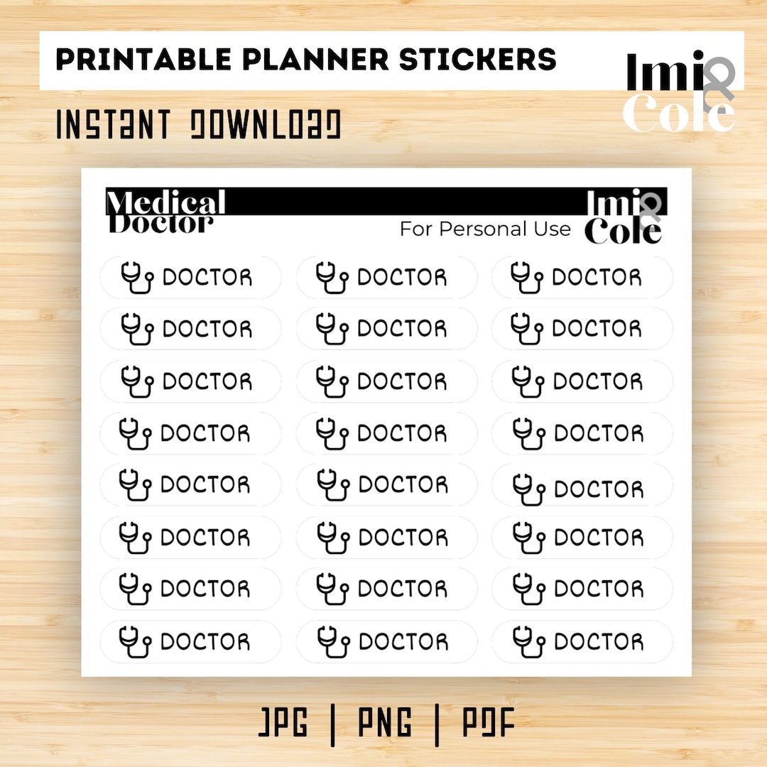 Printable Stickers DOCTOR Mini Icon Script - Etsy