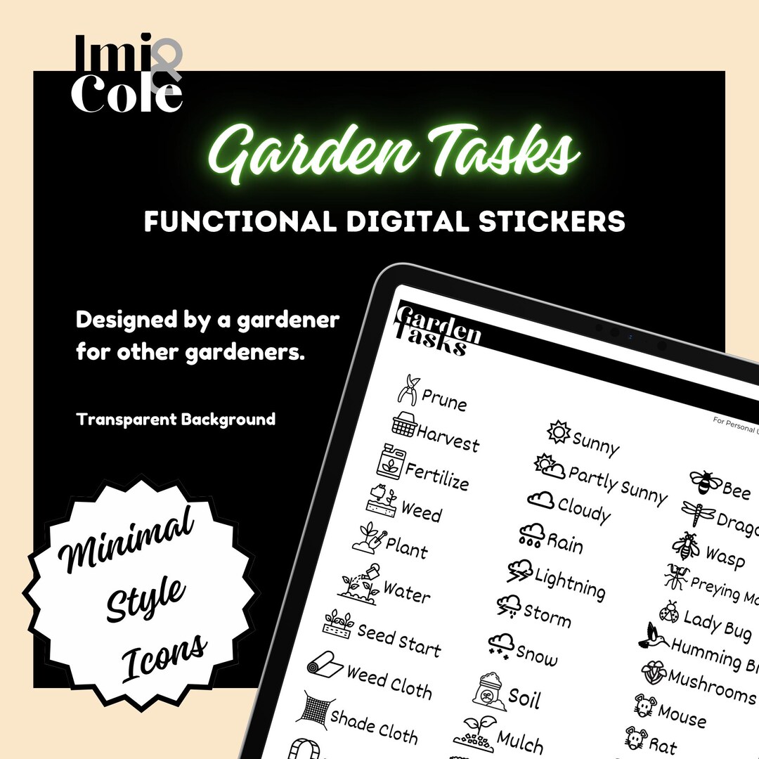 Gardening Digital Stickers | Garden Task Planner (PNG, Goodnotes) - Etsy