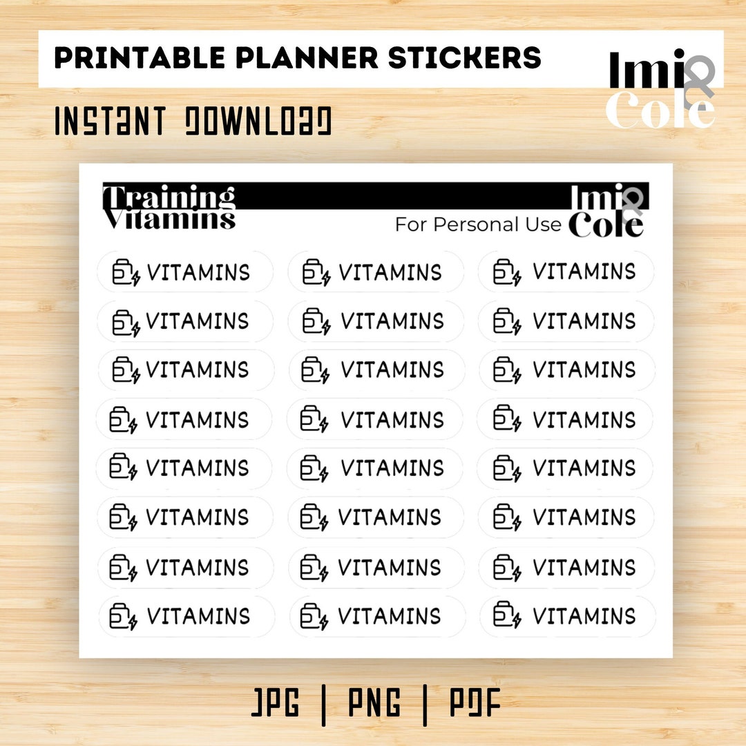 Printable Stickers VITAMINS Mini Icon Scripts - Etsy