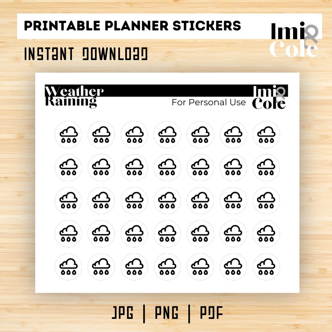 Printable Stickers RAINING Mini Icons - Etsy