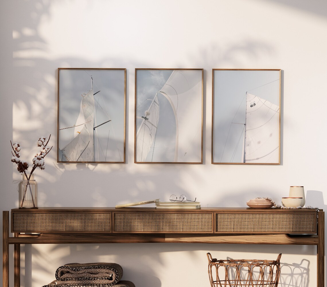 Sailing Art Print Set of 3, Nautical Poster Bundle, Printable Wall Art ...