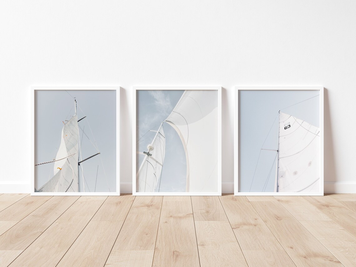 Sailing Art Print Set of 3, Nautical Poster Bundle, Printable Wall Art ...