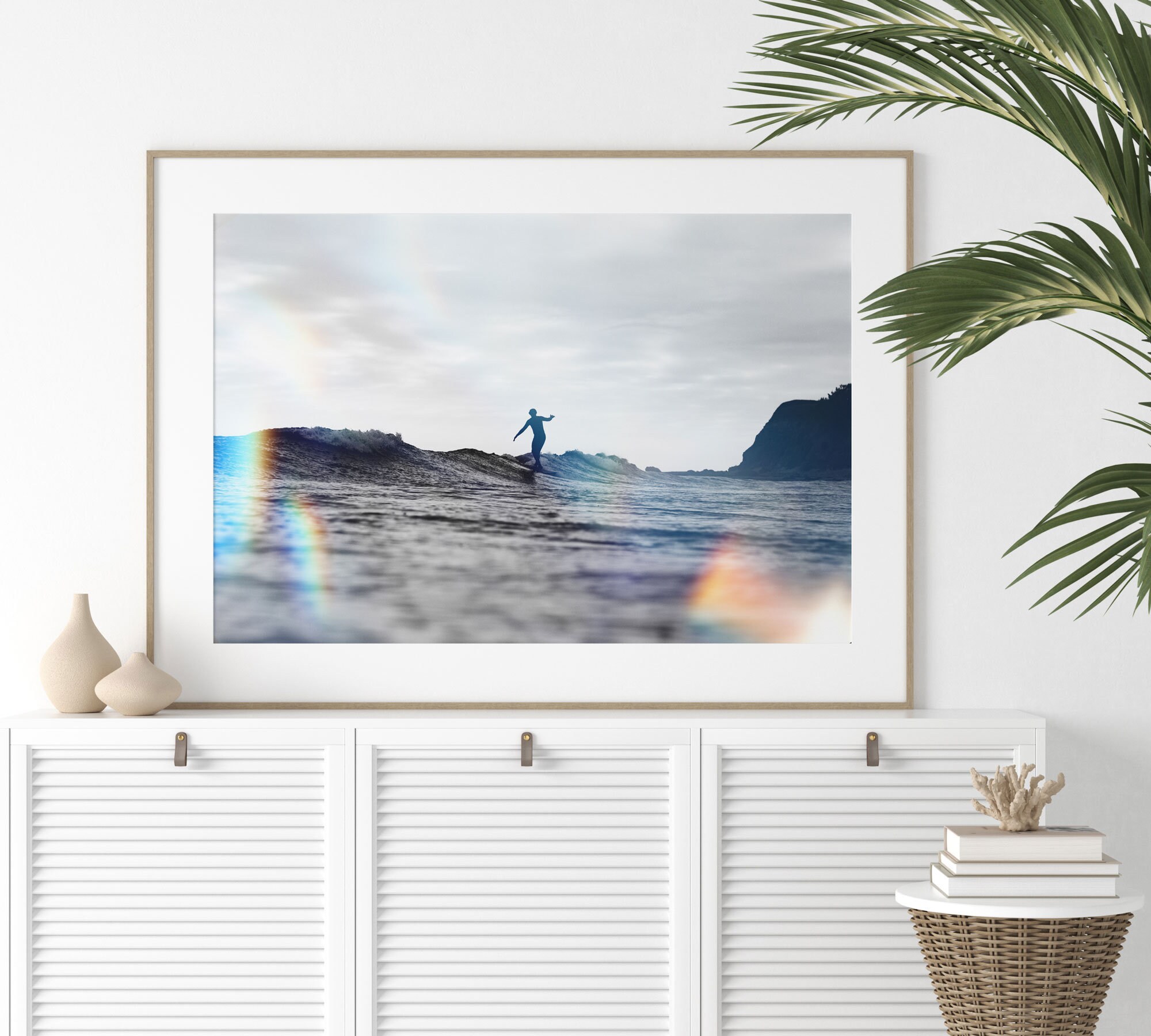 Black and White Longboard Surf Art Print, Surf Wall Decor, Coastal Art ...