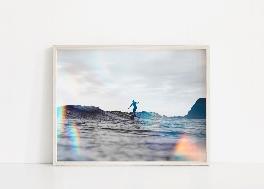 Black and White Longboard Surf Art Print, Surf Wall Decor, Coastal Art ...