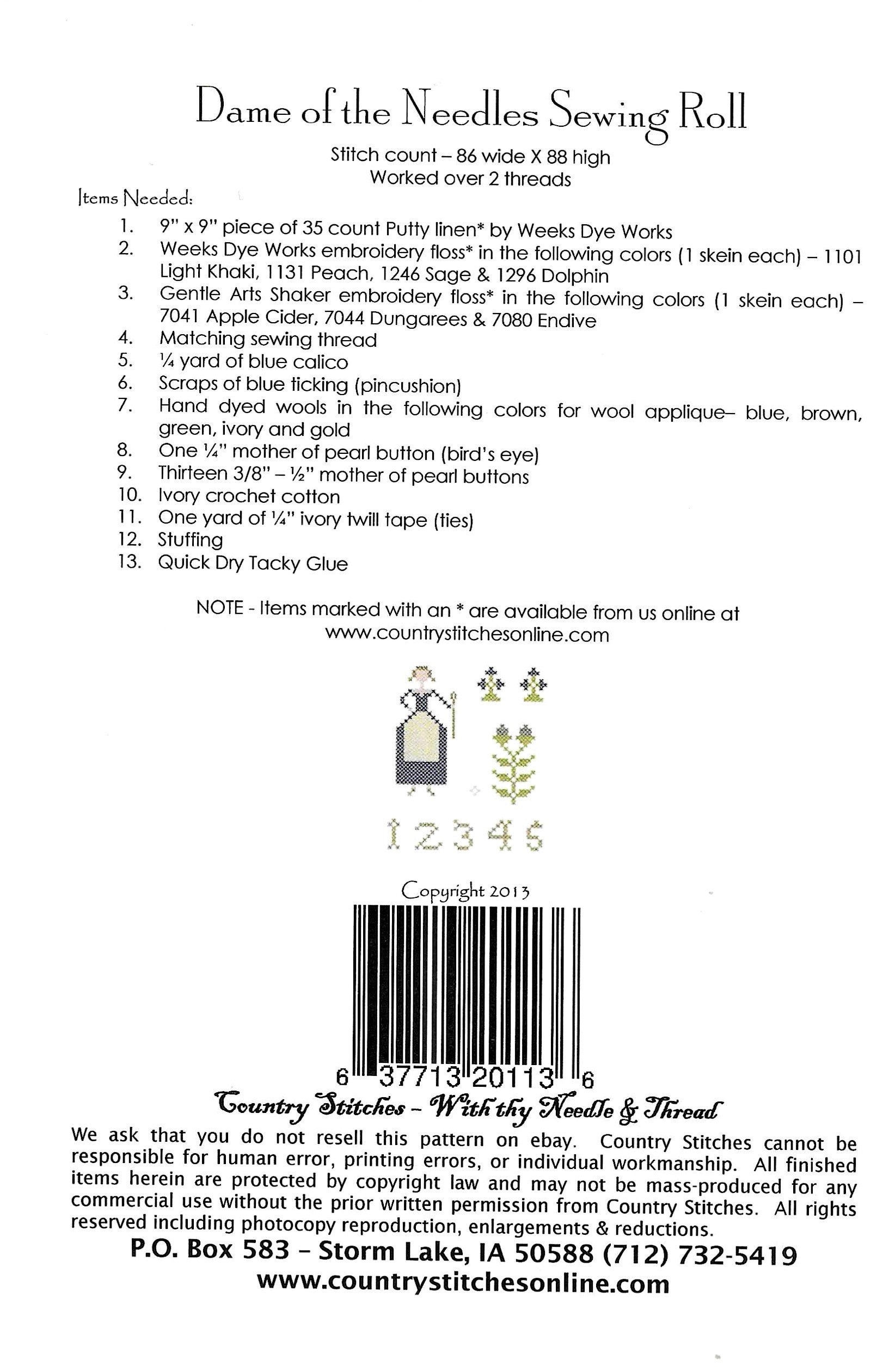 Dame of the Needles Sewing Roll PATTERN by Country - Etsy