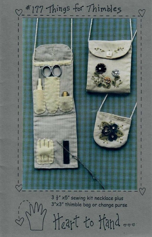 Things for Thimbles-pattern 177, Sewing Kit, Thimble Bag, Change Purse ...