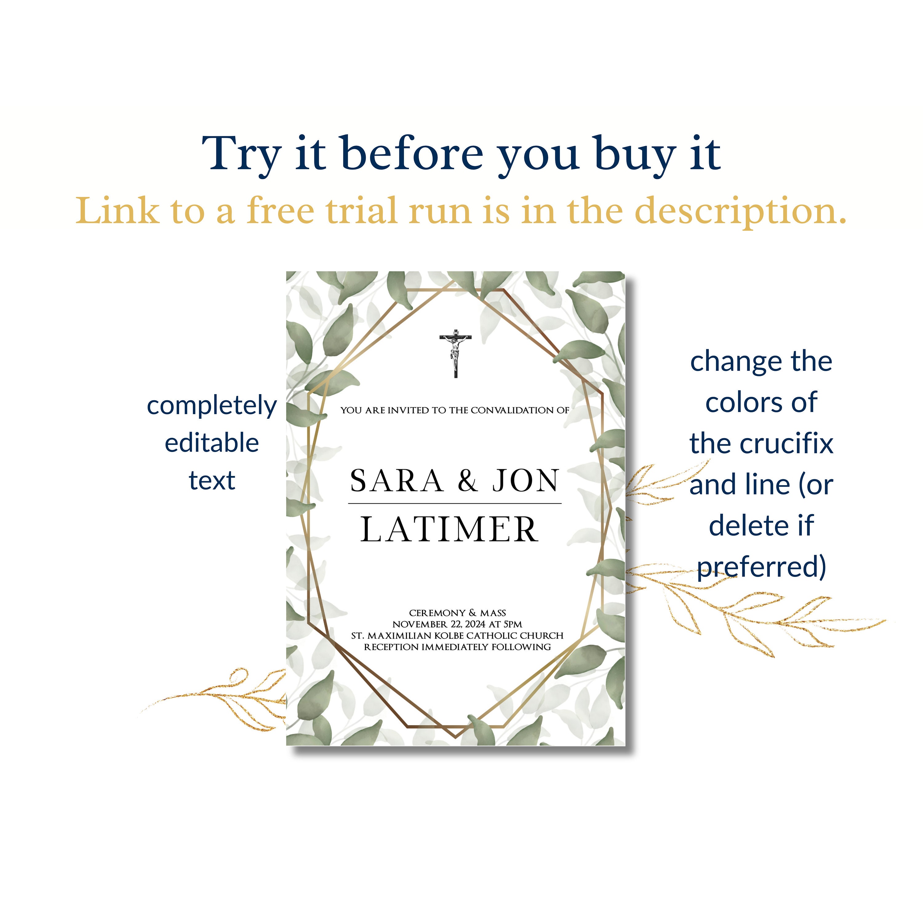 Convalidation Invitation for Catholic Wedding Ceremony Template, With ...