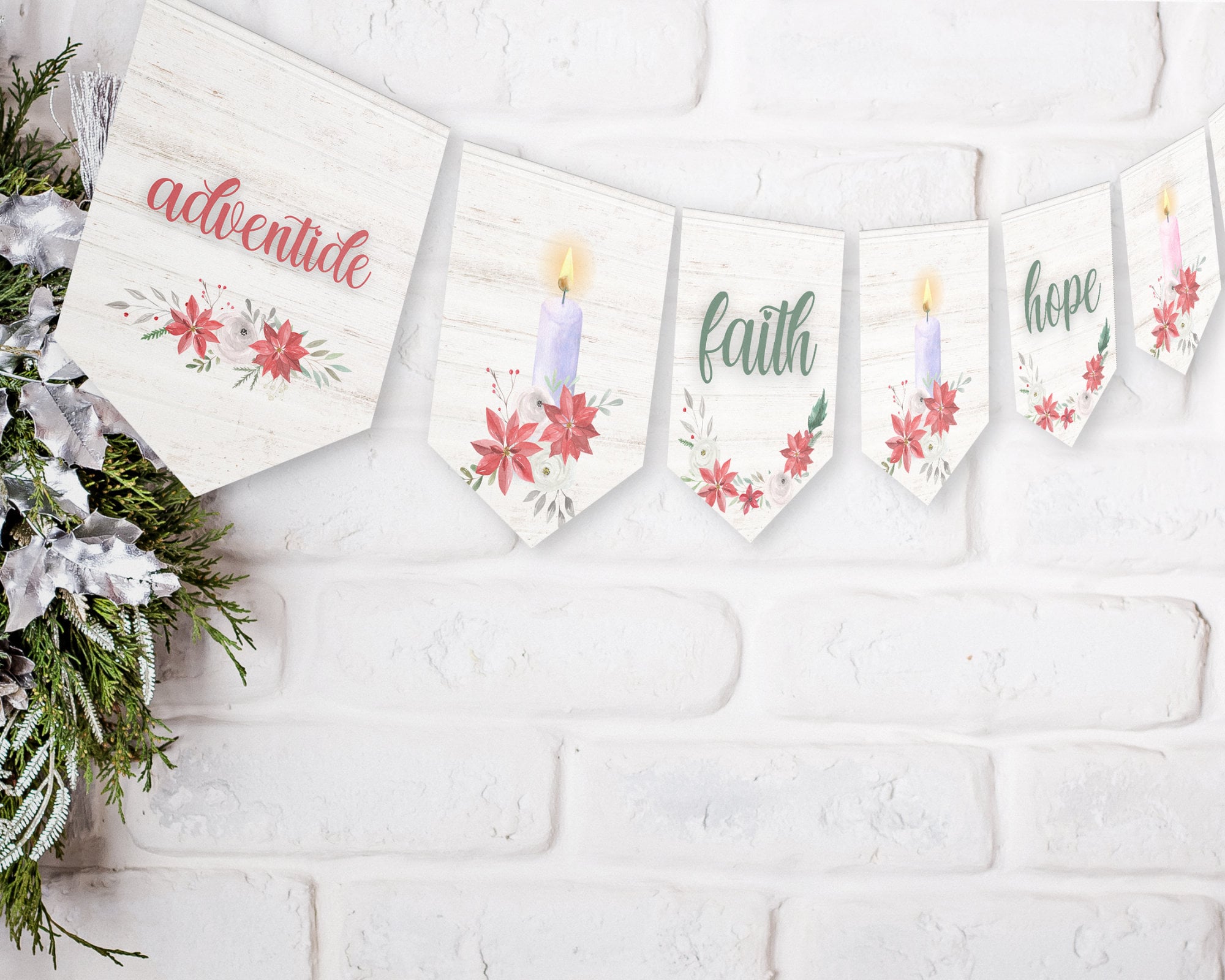 Advent Wreath Banner, DIY Advent, Religious Christmas Decor, Candles ...