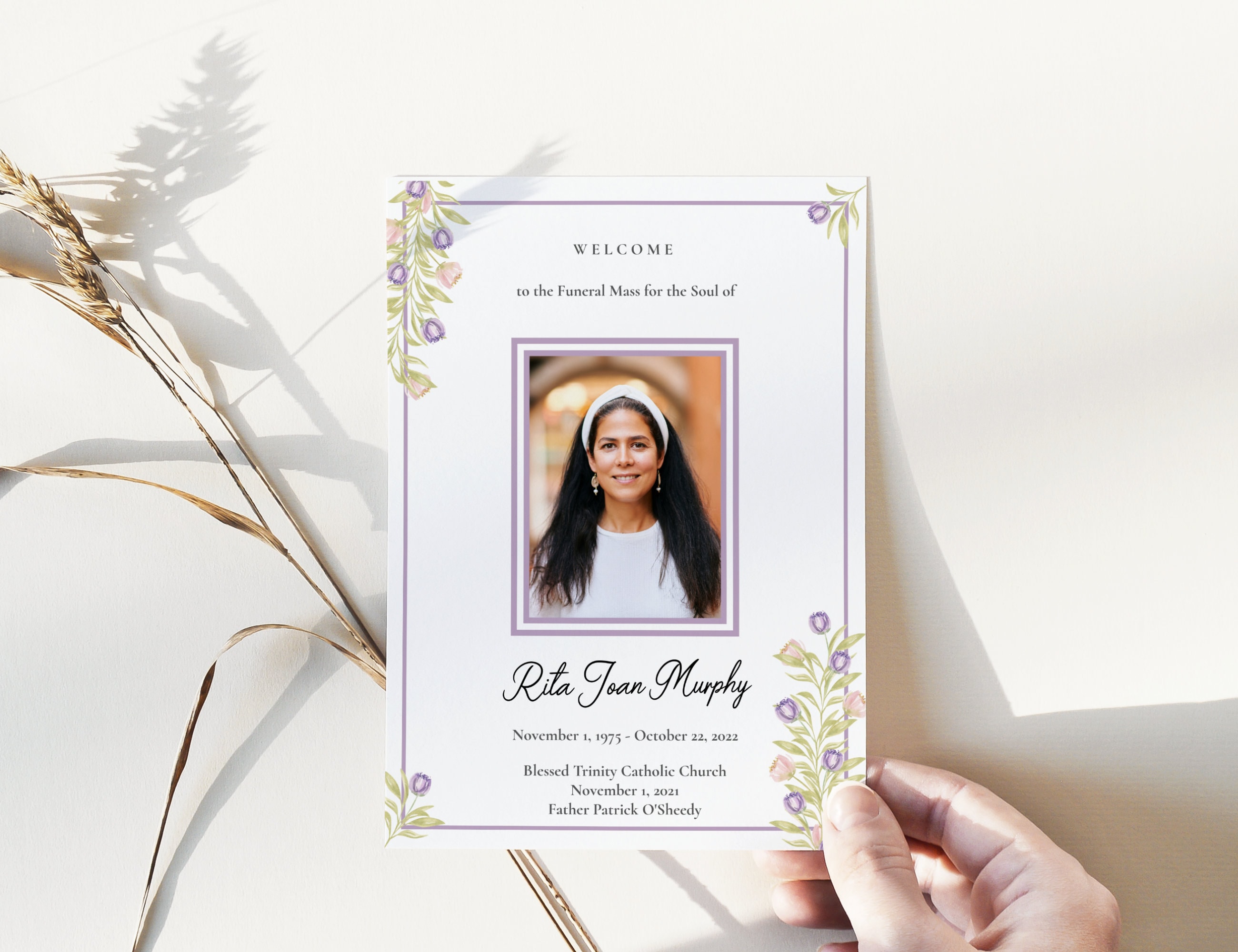 Catholic Funeral Program Template for Women Editable Booklet PDF ...