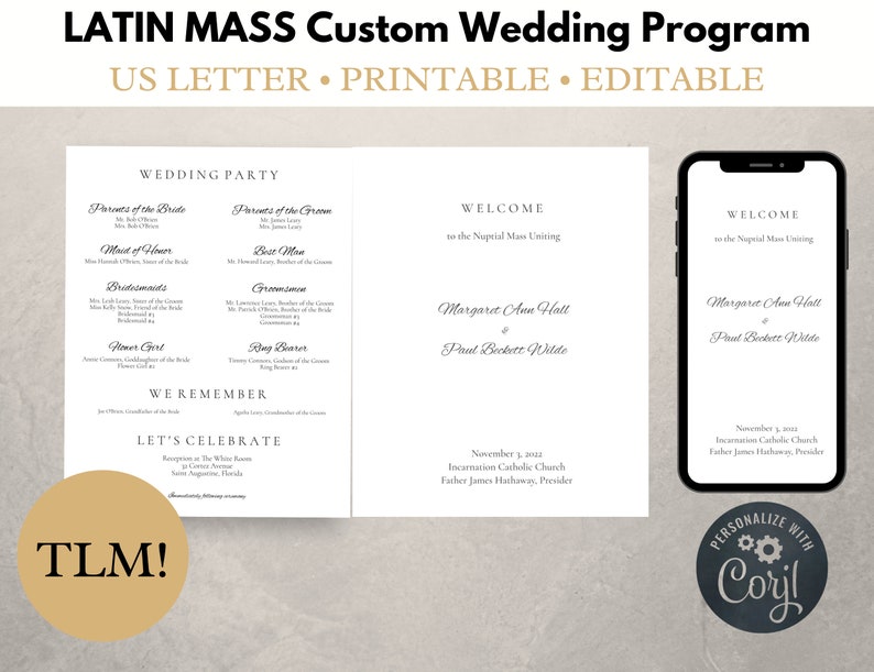 TLM Catholic Wedding Program Mass Template, Traditional Latin Mass ...