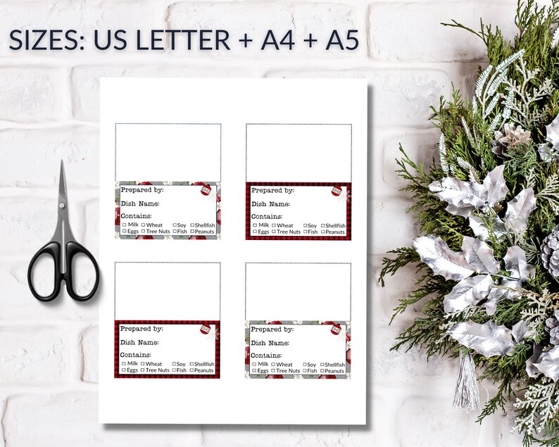 Potluck Tent Cards for Christmas, Table Tents, Food Tent Cards Template ...