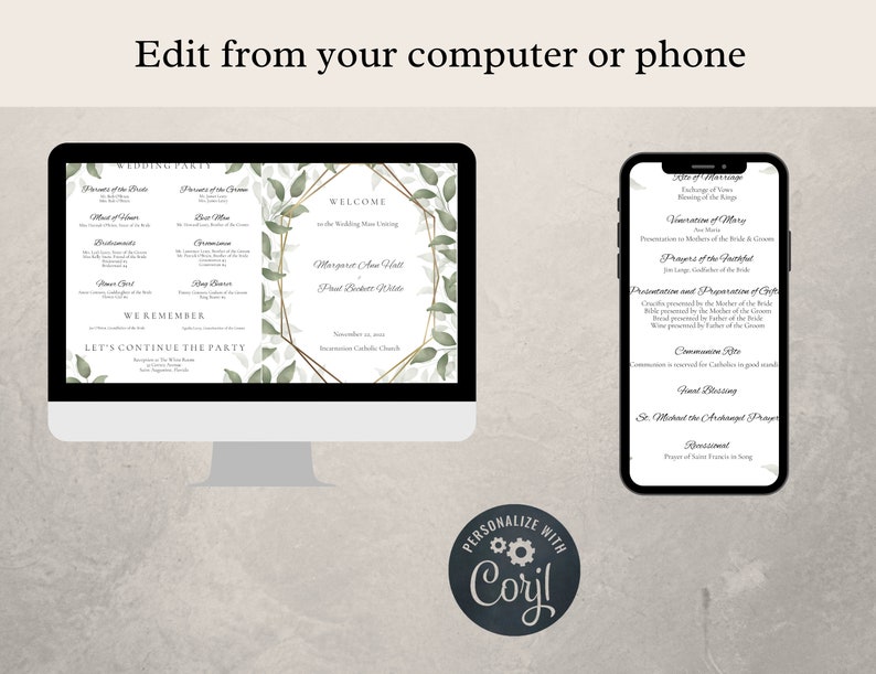 Catholic Wedding Program Template Wedding Mass Program - Etsy