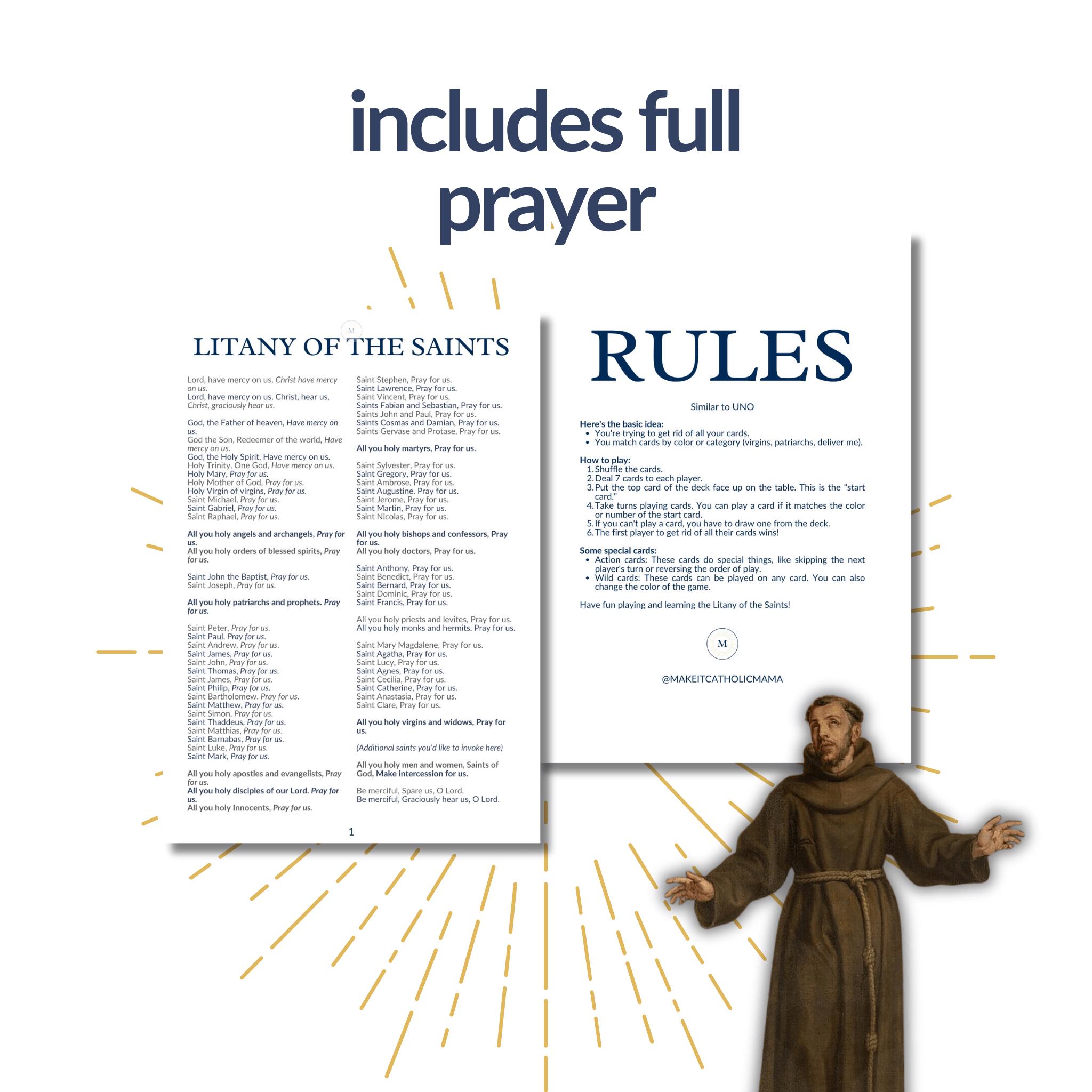 All Saints Day Activities Card Game, Printable, Litany of Saints ...
