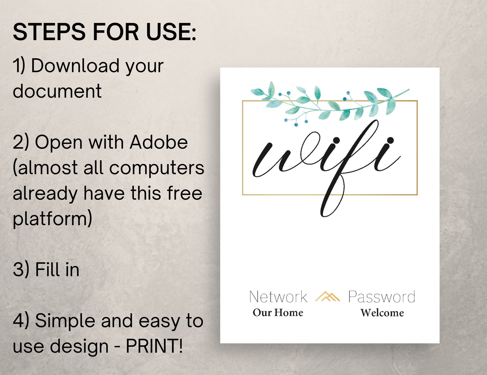 Editable Wifi Password Sign Printable Short Term Rental Vacation ...