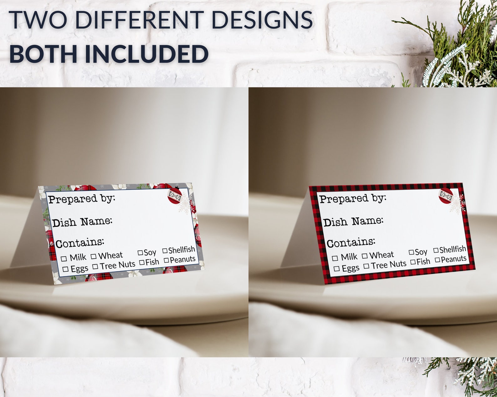 Potluck Tent Cards for Christmas, Table Tents, Food Tent Cards Template ...