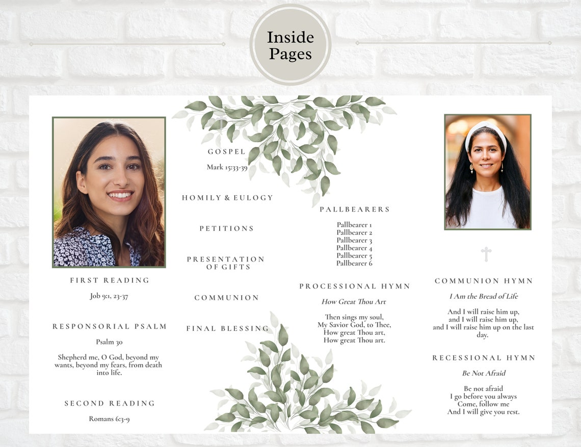 Catholic Funeral Program Template Catholic Mass Service - Etsy UK