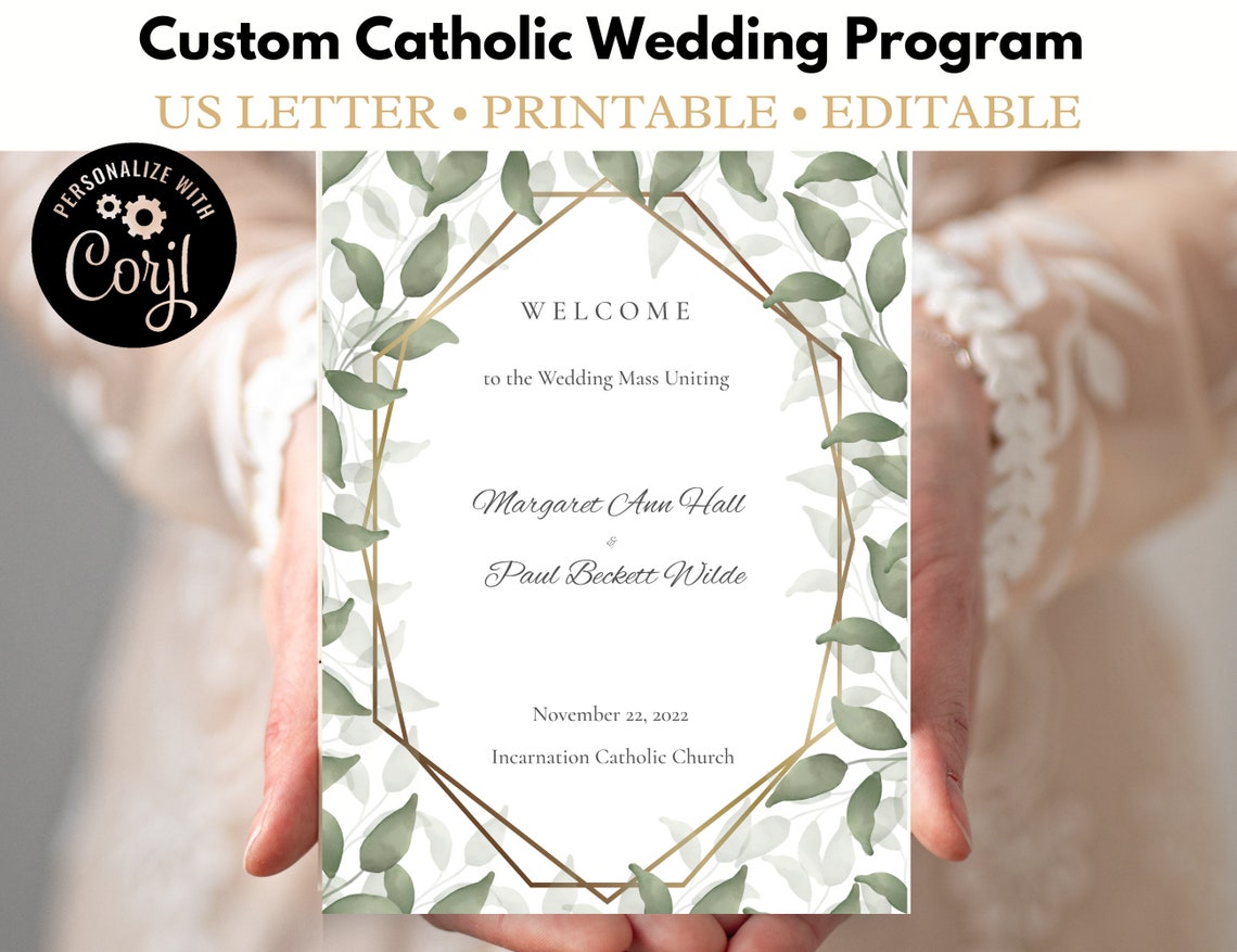 Catholic Wedding Program Template Wedding Mass Program - Etsy