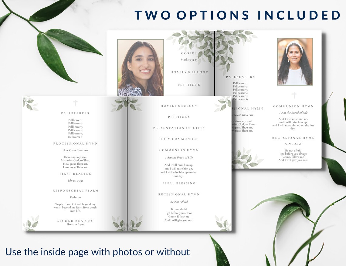 Catholic Funeral Program Template Catholic Mass Service - Etsy